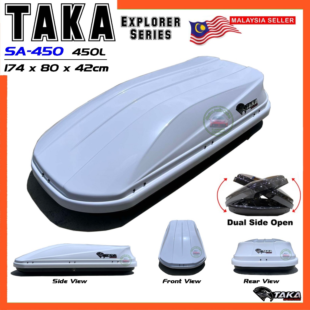 TAKA MD-450 Car Roof Box [Explorer Series] [XL Size] [White] Cargo ...