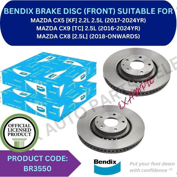 BENDIX GENUINE DISC BRAKE ROTOR (FRONT) FOR MAZDA CX5 [KF] '17-24YR ...