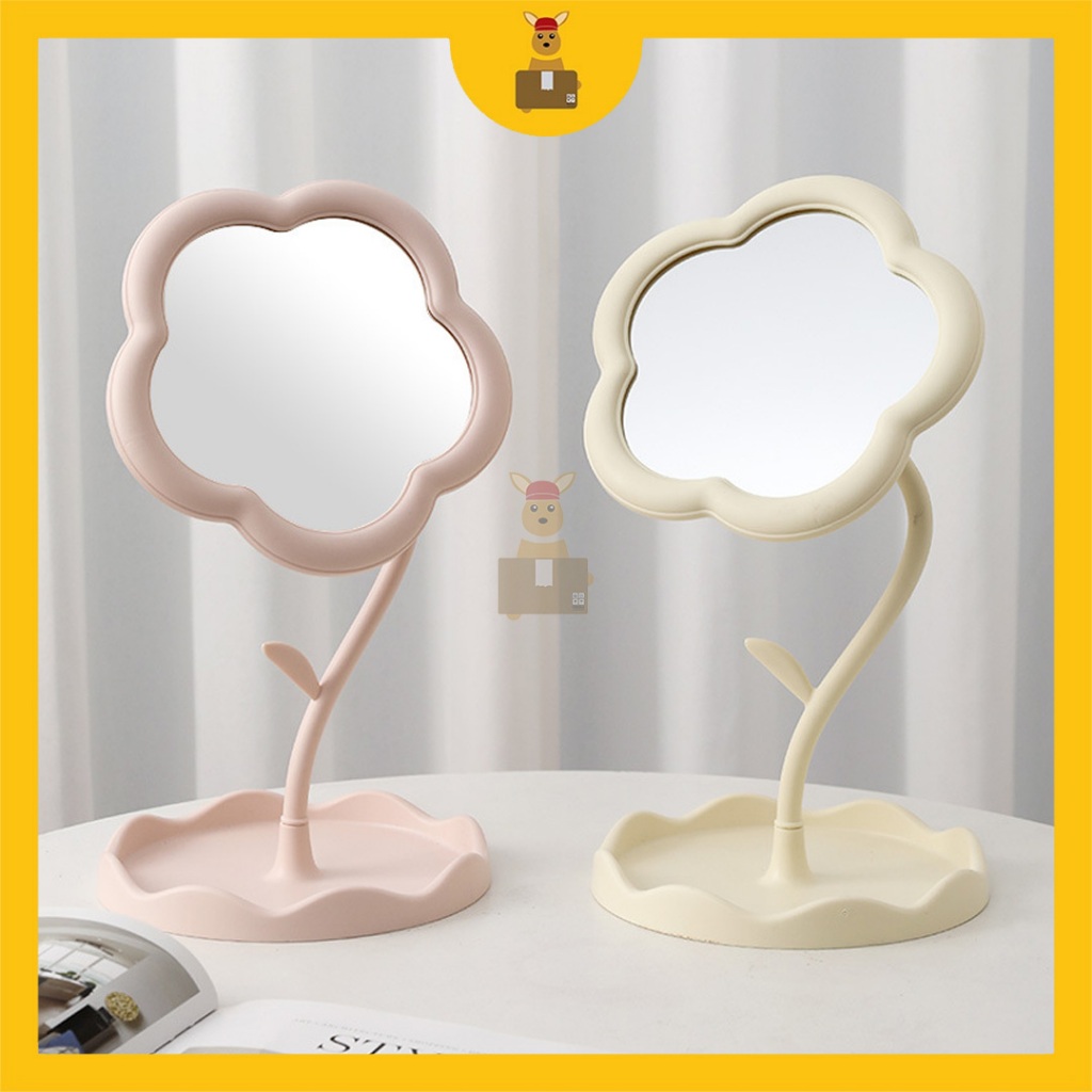 Flower Shape Table Mirror Rotatable Mirror Portable Retro Dressing ...