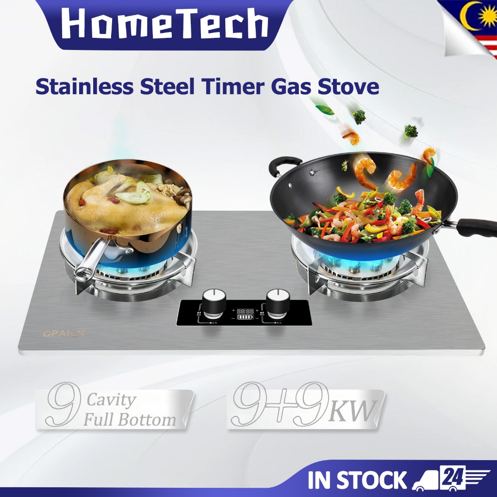 🔥5-year warranty🔥8.2KW Stainless Steel Gas Stove Timer Stove 9 Jet Head ...
