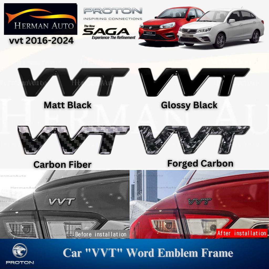 HermanAuto Proton Saga VVT MC1 2016-2020 Car Word Emblem VVT Frame ...
