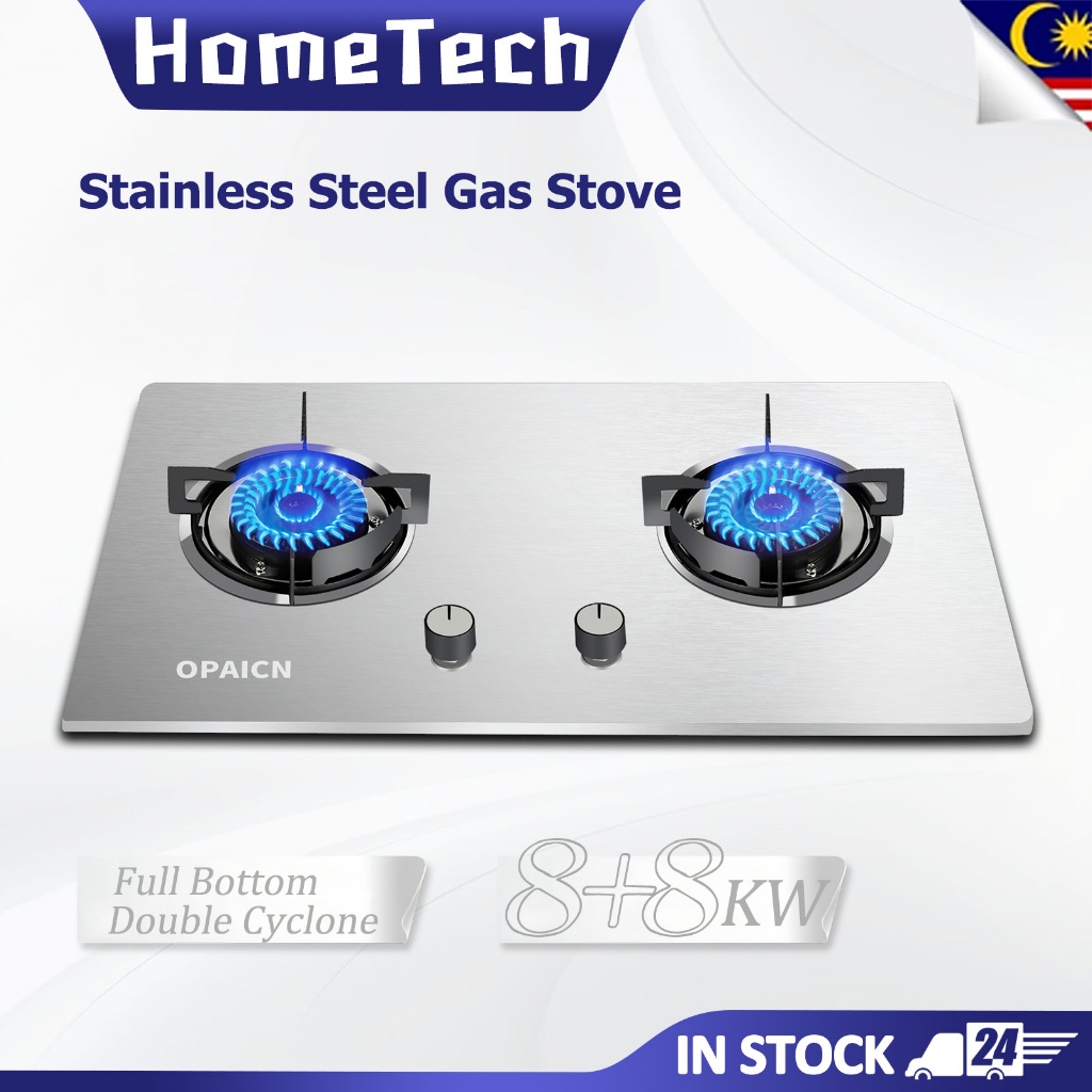 🔥5-year warranty🔥Dual Gas Stove Stainless Steel Cyclone Full Bottom Jet ...