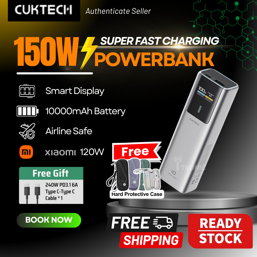 CukTech 150W 10000mAh Powerbank PB100P No.10 P Series Fast Charging Powerbank Support Xiaomi ...