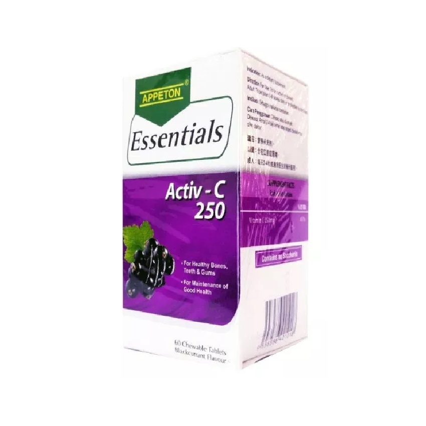 Appeton Essentials Activ-C 250mg Blackcurrant Chewable Tablet 60's ...