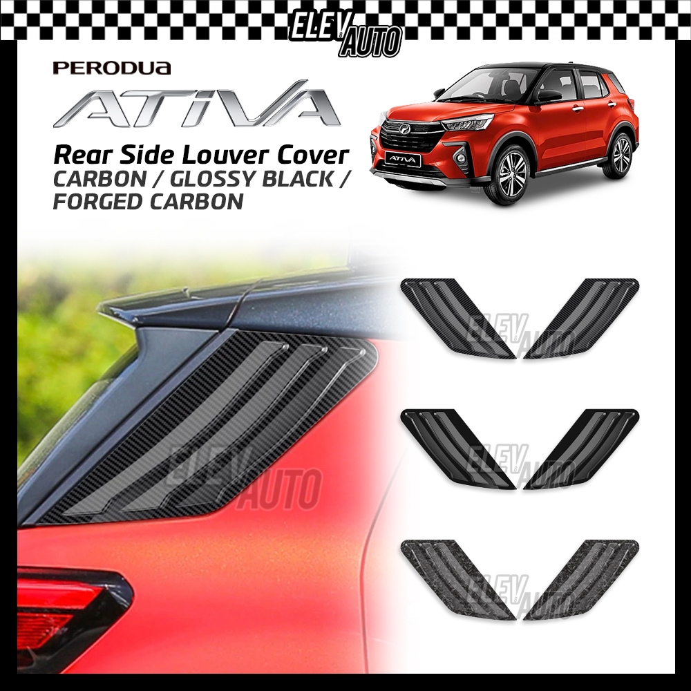 Perodua Ativa Rear Side Louver Cover Shark Fin Window Trim Carbon Black ...