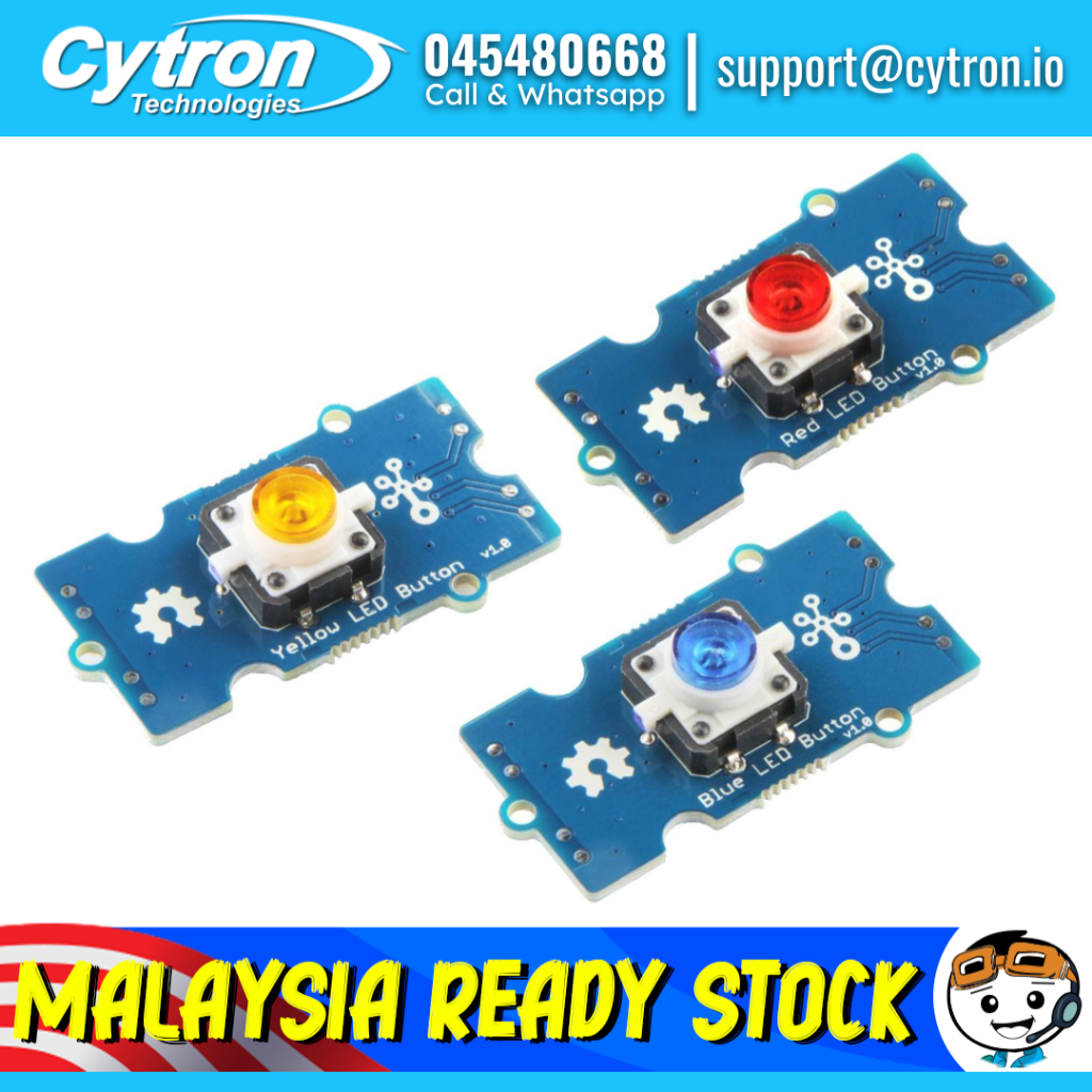 Grove - LED Button (Yellow, Blue, Red) for Arduino and Raspberry Pi Mainboards, with Grove ...
