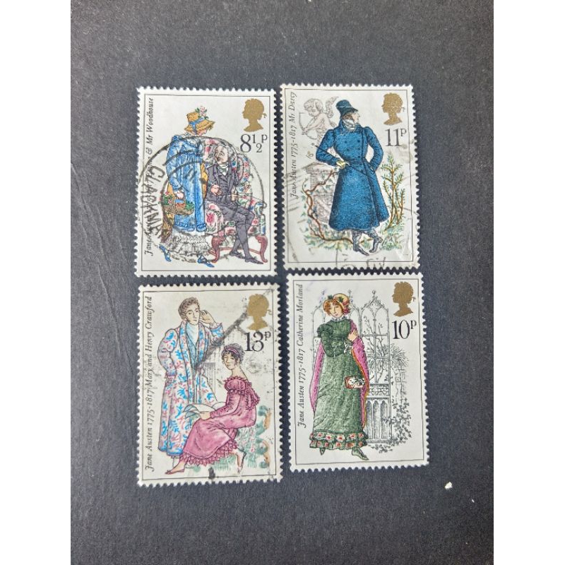 V08 Great Britain 1975 Jane Austen stamps complete set of 4v used ...