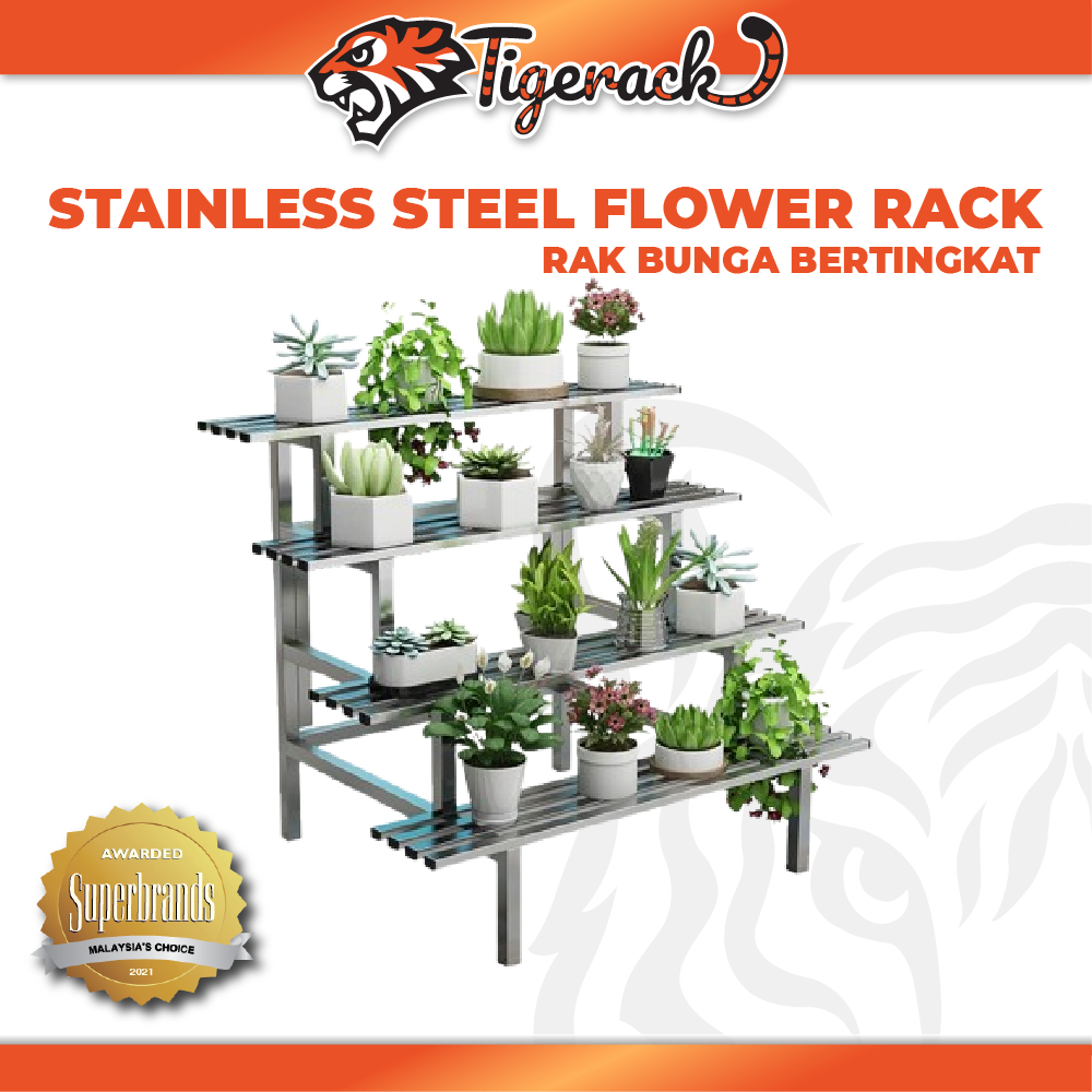 TIGERACK [Ready Stock] Rak Bunga Bertingkat Flower Rack Stainless Steel ...