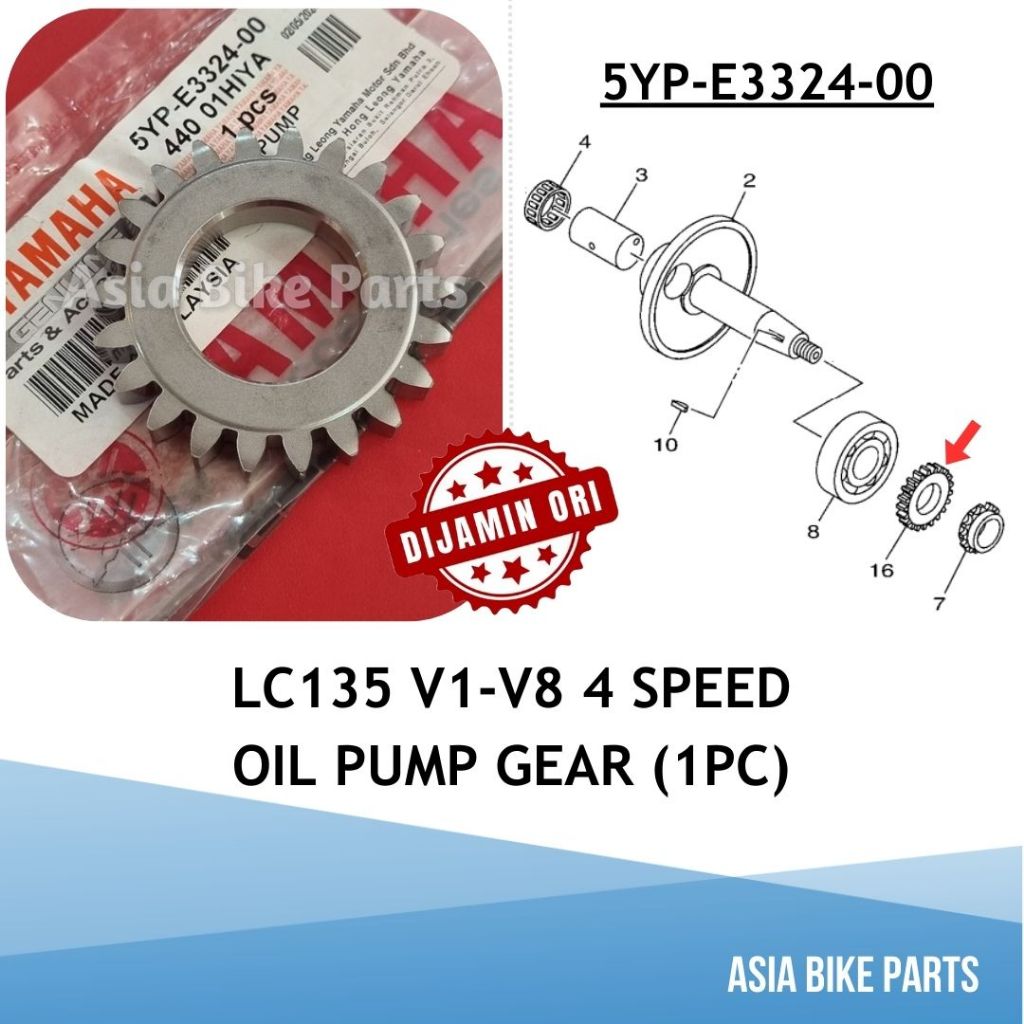 Yamaha Original LC135 V1 V2 V3 V4 V5 V6 V7 V8 4 Speed Crankshaft Timing Gear Oil Pump Gear Drive ...