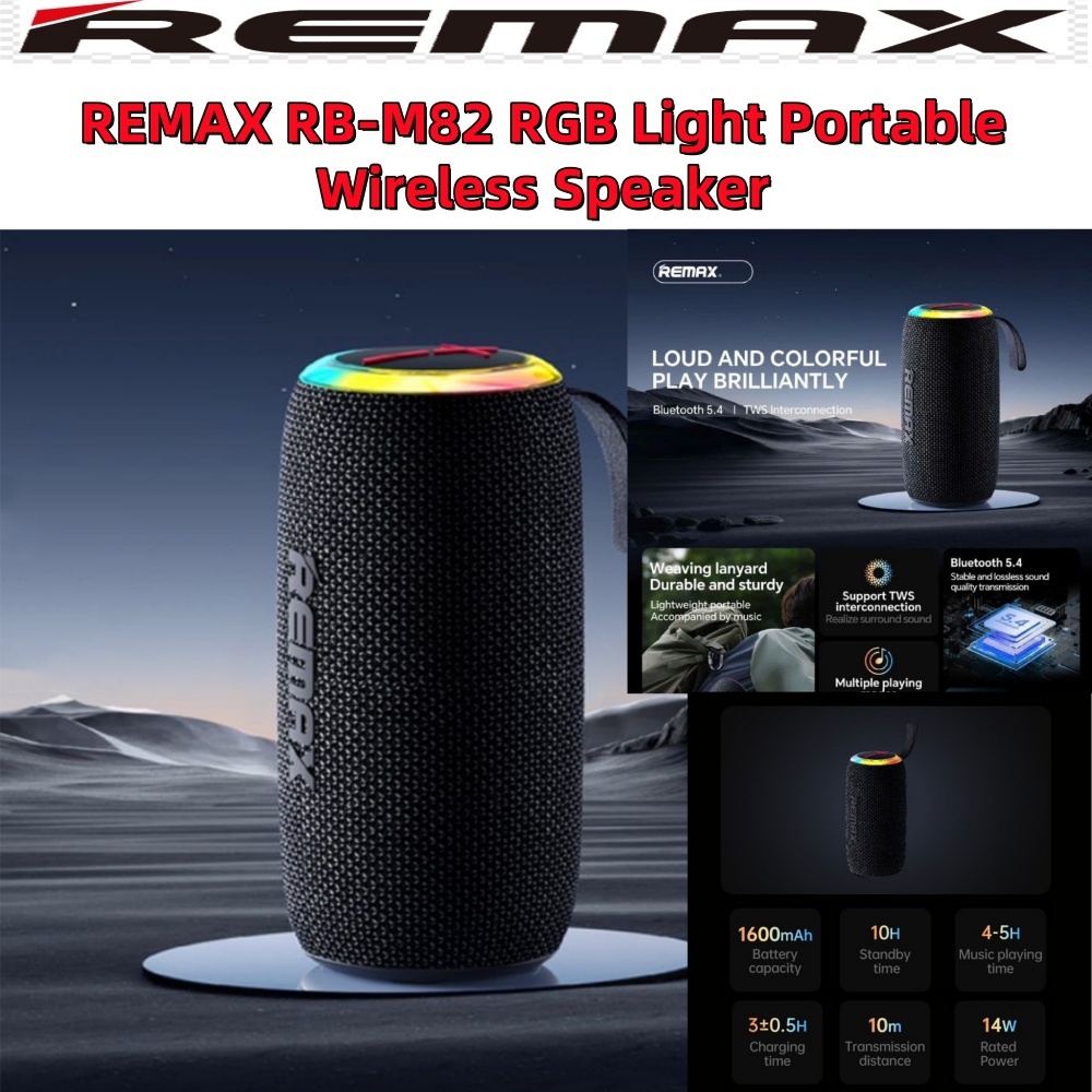 REMAX RB-M28 OUTDOOR PORTABLE RGB BLUETOOTH V5.4 WIRELESS SPEAKER | Shopee Malaysia