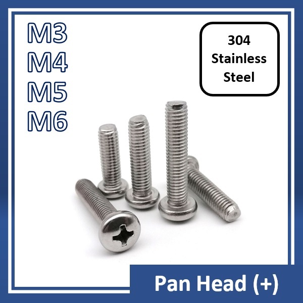 [ JayaBio ] M3 M4 M5 M6 Screw Pan Head Phillips 304 Stainless Steel ...