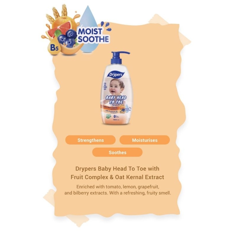 Drypers baby shampoo head and toe 650ml | Shopee Malaysia