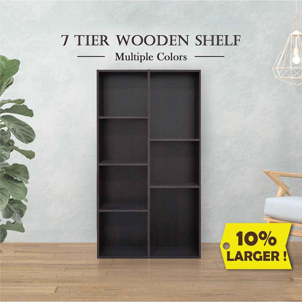 Multipurpose Grid Rack DIY Bookshelf Wooden Book Storage Bookcase ...