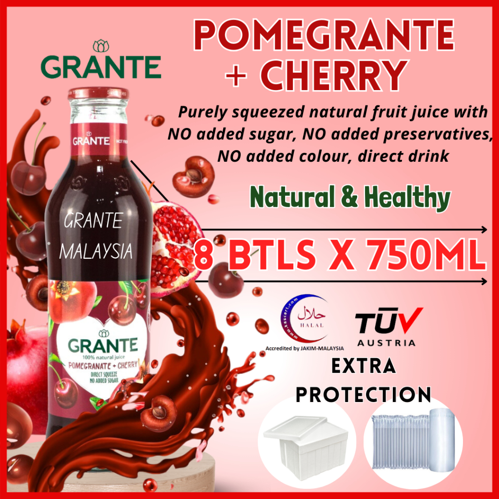 8btls x750ml GRANTE Pomegranate+Cherry Juice Jus Delima Ibu Hamil Jus ...