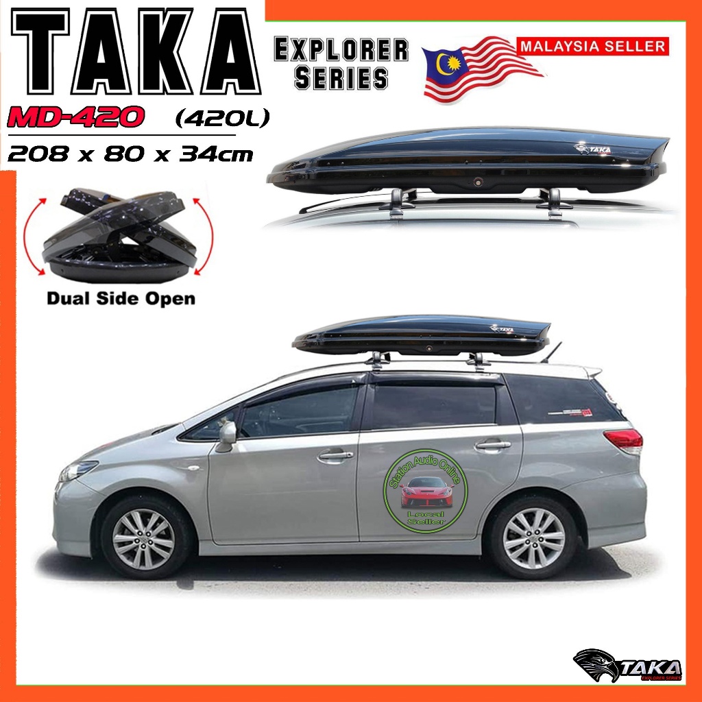 TOYOTA WISH SEPET TAKA ROOFBOX MD420 MD420D WITH UNIVERSAL RACK Shopee Malaysia