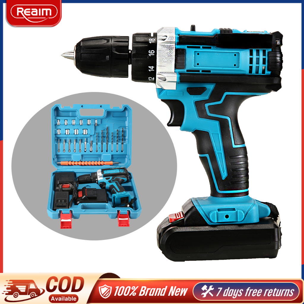 3-in-1 Cordless Electric Drill 2 Lithium Battery Hand Drill Tool Set ...