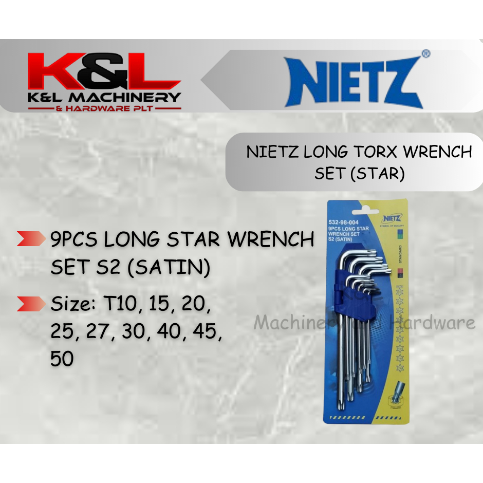 LONG TORX WRENCH ~ CHROME NIETZ ALLEN KEY SET (9PC - STAR) [NIETZ ...
