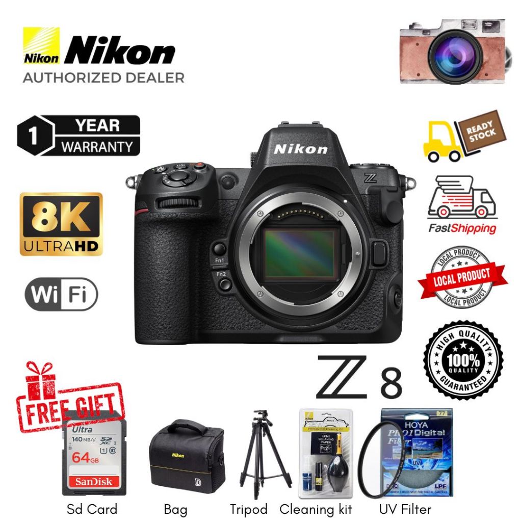 Nikon Z8 Mirrorless Camera 45.7MP FX-Format Stacked CMOS Sensor 8K30p ...