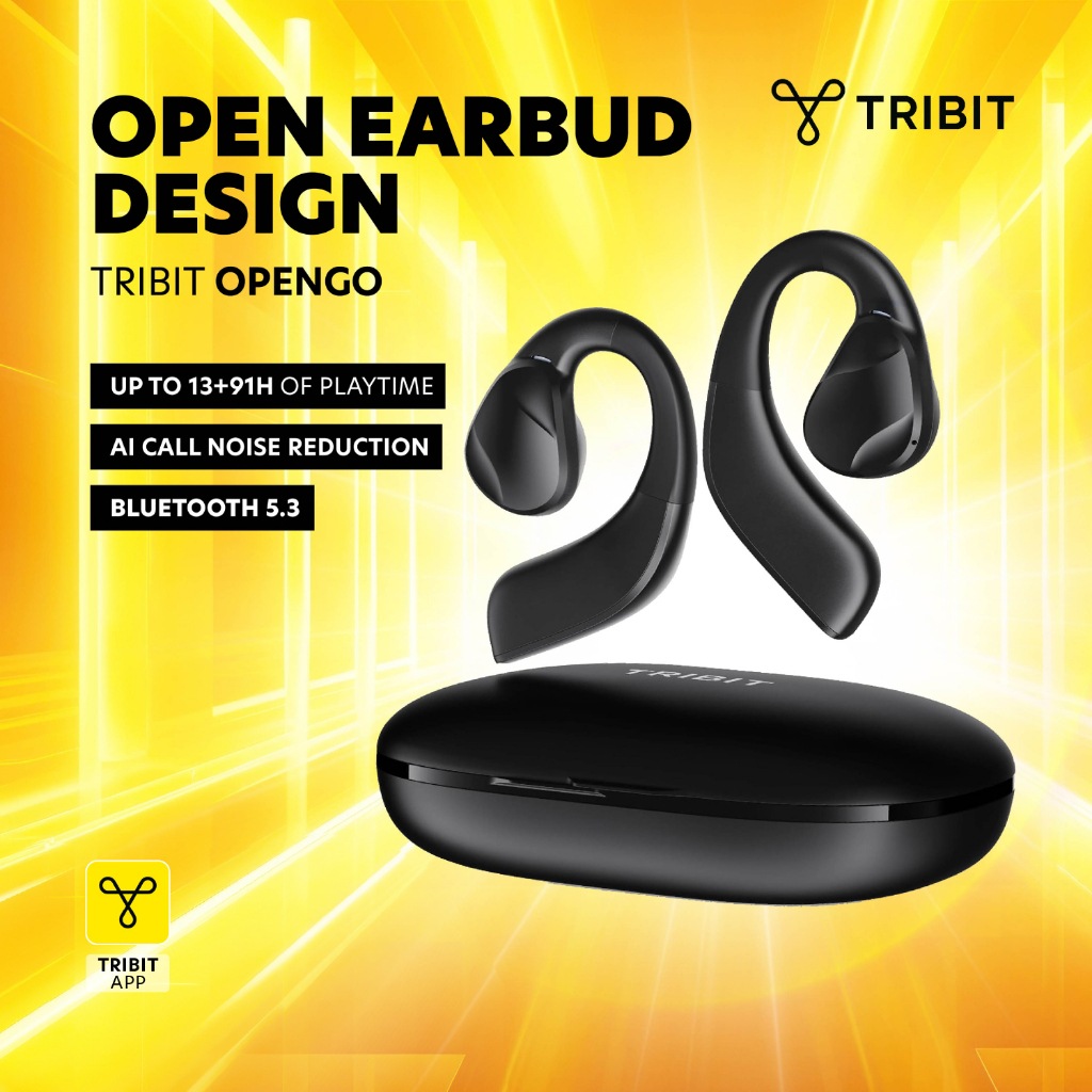 Tribit OpenGo Open-Ear Headphones, Bluetooth 5.3, IPX5 Waterproof Sport ...