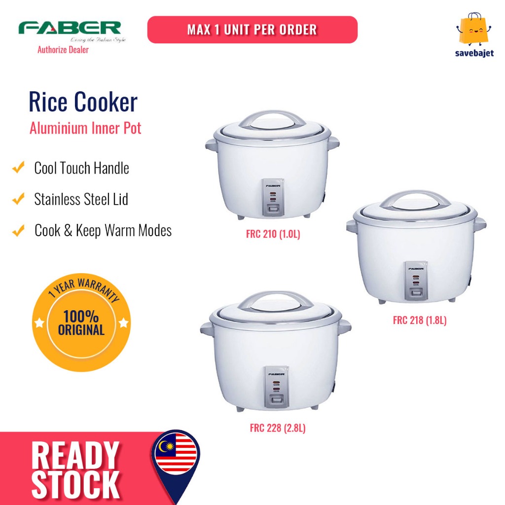 Faber Periuk Nasi Elektrik Rice Cooker (1.0L) FRC 210 (1.8L) FRC 218 (2 ...