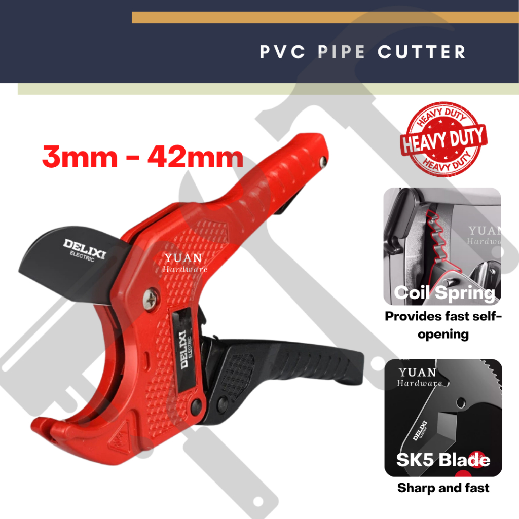 [MAX 42mm] Delixi Ratchet PVC Pipe Cutter Pemotong Gunting Paip ...