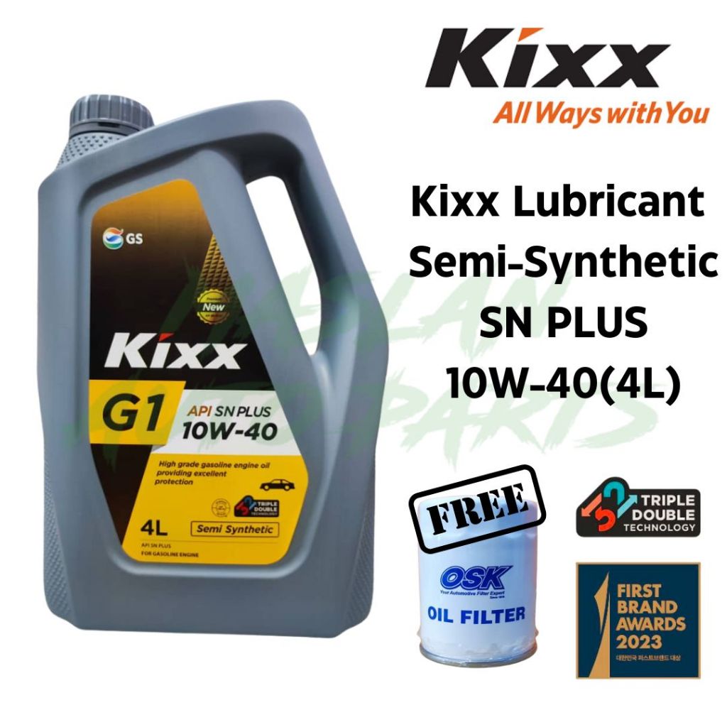 Free Oil Filter Kixx Lubricants Engine Oil Semi-Synthetic SN Plus 10W-40 (4L) | Shopee Malaysia