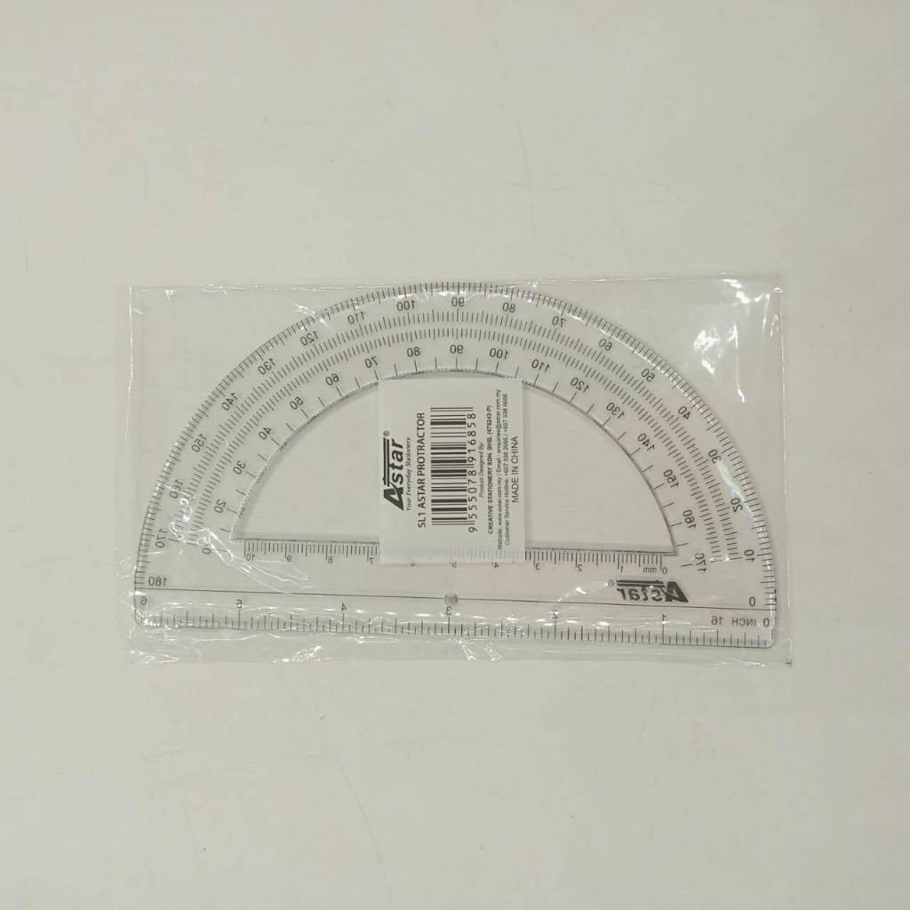 Astar Transparent Geometric Protractor 180° Ruler (SL1) (Price For 1 Pc ...