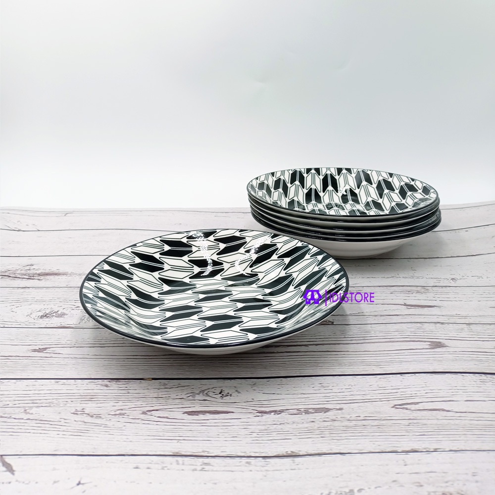 6 Pcs 20cm Porcelain Soup Plate Set Pinggan Mangkuk Pinggan Nasi ...