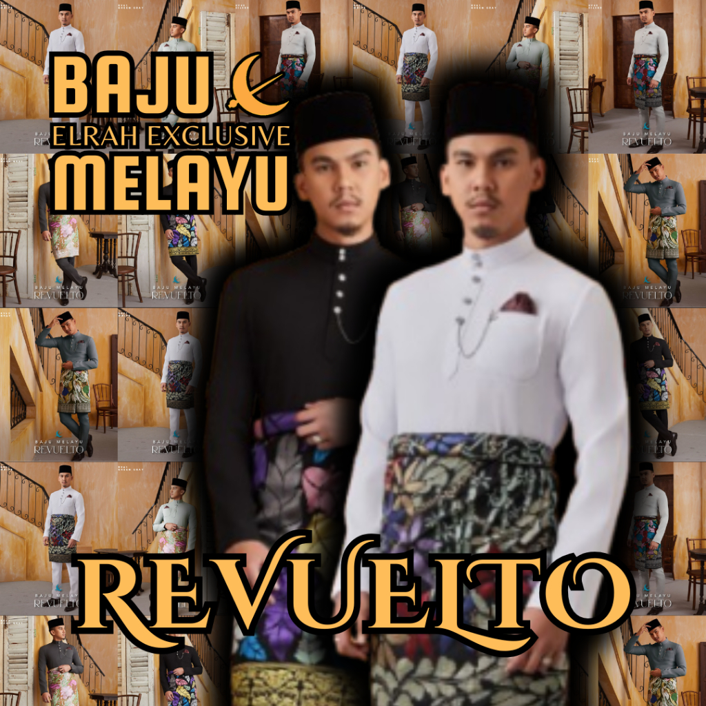 Baju Melayu Revuelto Elrah Exclusive BAJU RAYA White Black Dark Grey ...