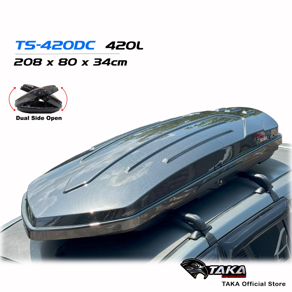 TAKA TS-420DC Car Roof Box [ADVENTURE Series] [XL Size] [Glossy CARBON ...