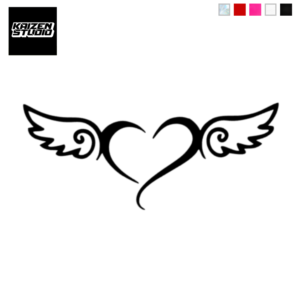 KAIZEN STUDIO Angel Wings Heart Love Vinyl Cutting Sticker Decal for ...