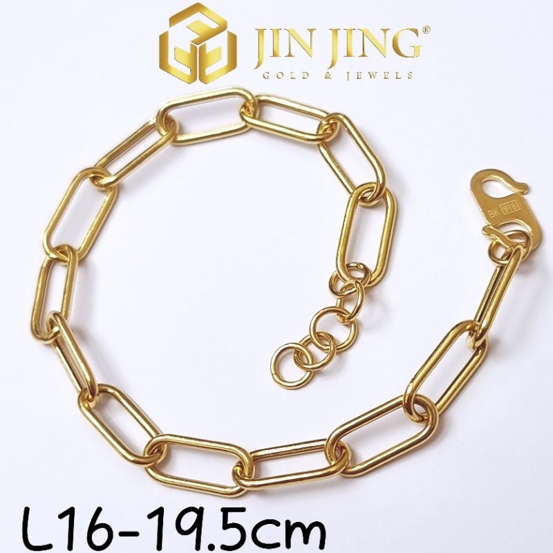RANTAI TANGAN PAPER CLIP EMAS 916 TULEN (HOLLOW) 2.49G/2.59G/2.69G ...