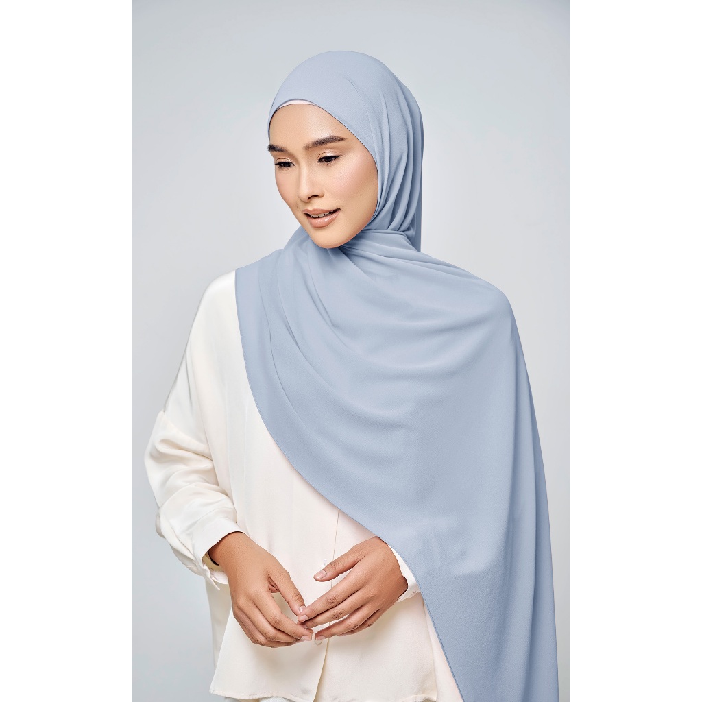 ALHUMAIRA BASIC ESSENTIAL | Plain Shawl | Pearl Chiffon | 70 x 188 cm | Bidang besar | Shopee ...