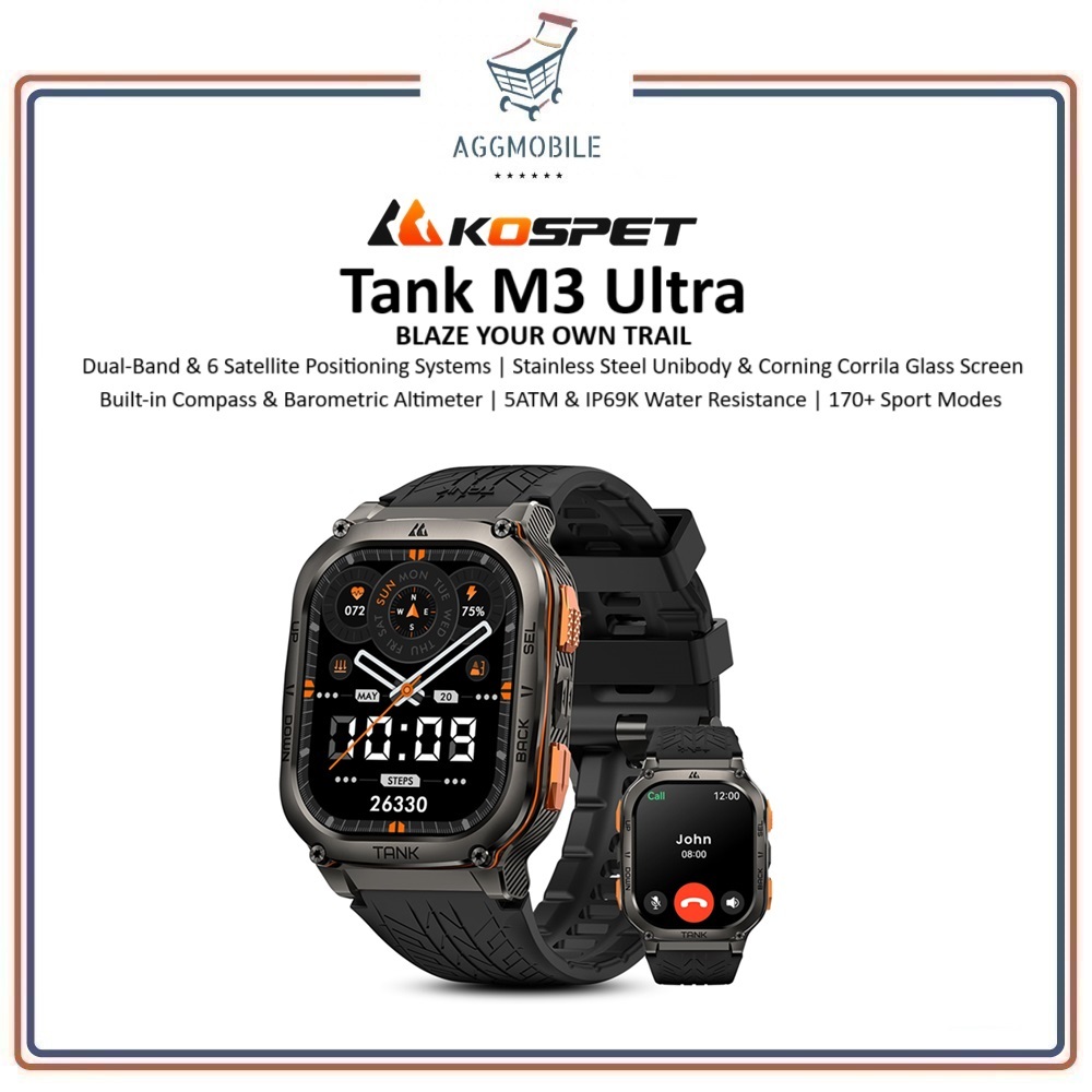 Kospet Tank M3 Ultra Smartwatch (1.96"AMOLED | Dual-Band & 6 Satellite ...