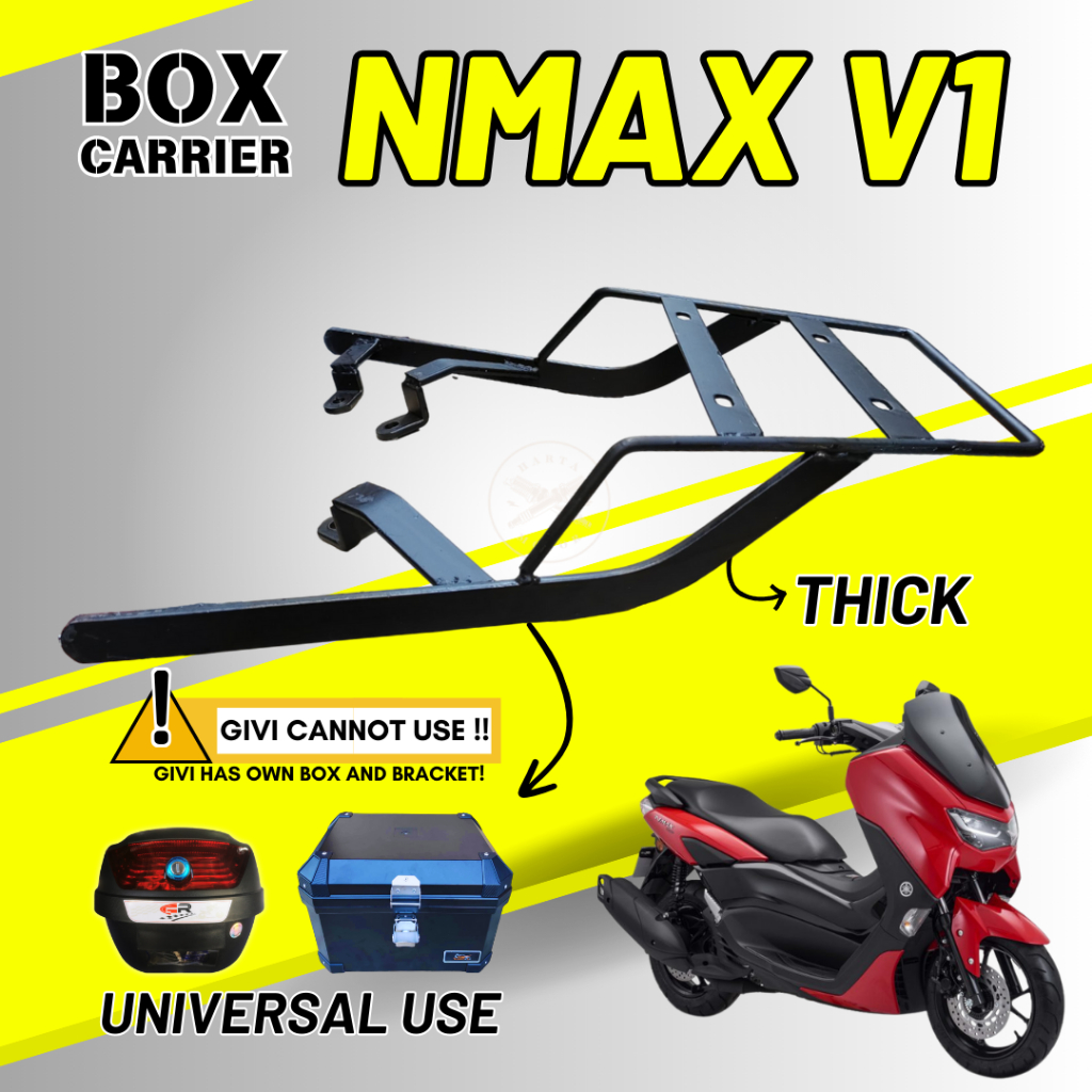 NMAX FRIST MODEL V1 REAR BOX MONORACK BOX CARRIER KAKI HEAVY DUTY PVC KOTAK BESI BELAKANG N MAX ...