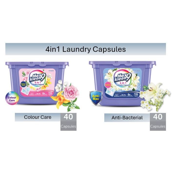 Maxkleen 9 4in1 Colour Care / Anti-Bacterial Laundry Capsule [40 ...