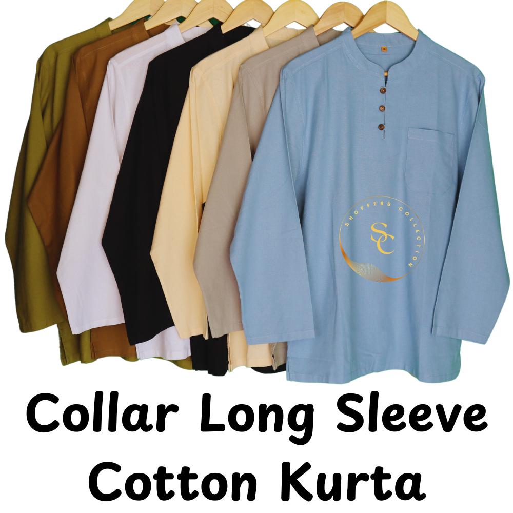 📣New Arrival 😎 Collar Lengan Panjang Lelaki Cotton Kurta (S-7XL) | Baju ...