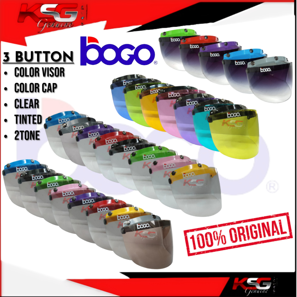 BOGO 3 BUTTON VISOR COLOUR / COLOR CAP 🔴🔵 MODEL BG-05 | Shopee Malaysia