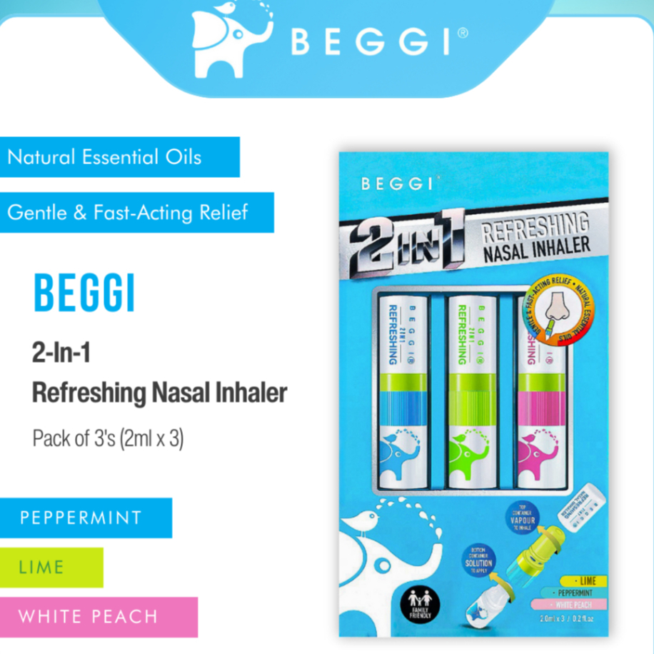 BEGGI 2 in 1 Refreshing Nasal Inhaler and Rub (2ml x 3) | Shopee Malaysia