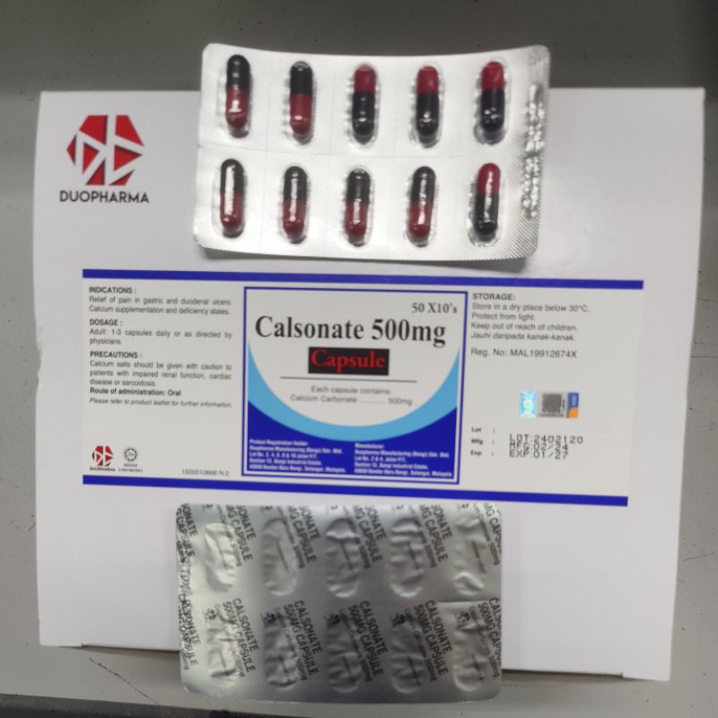 CALSONATE 500MG CAPS 10'S E11/27 Kalsium karbonat Capsule [Calcium ...