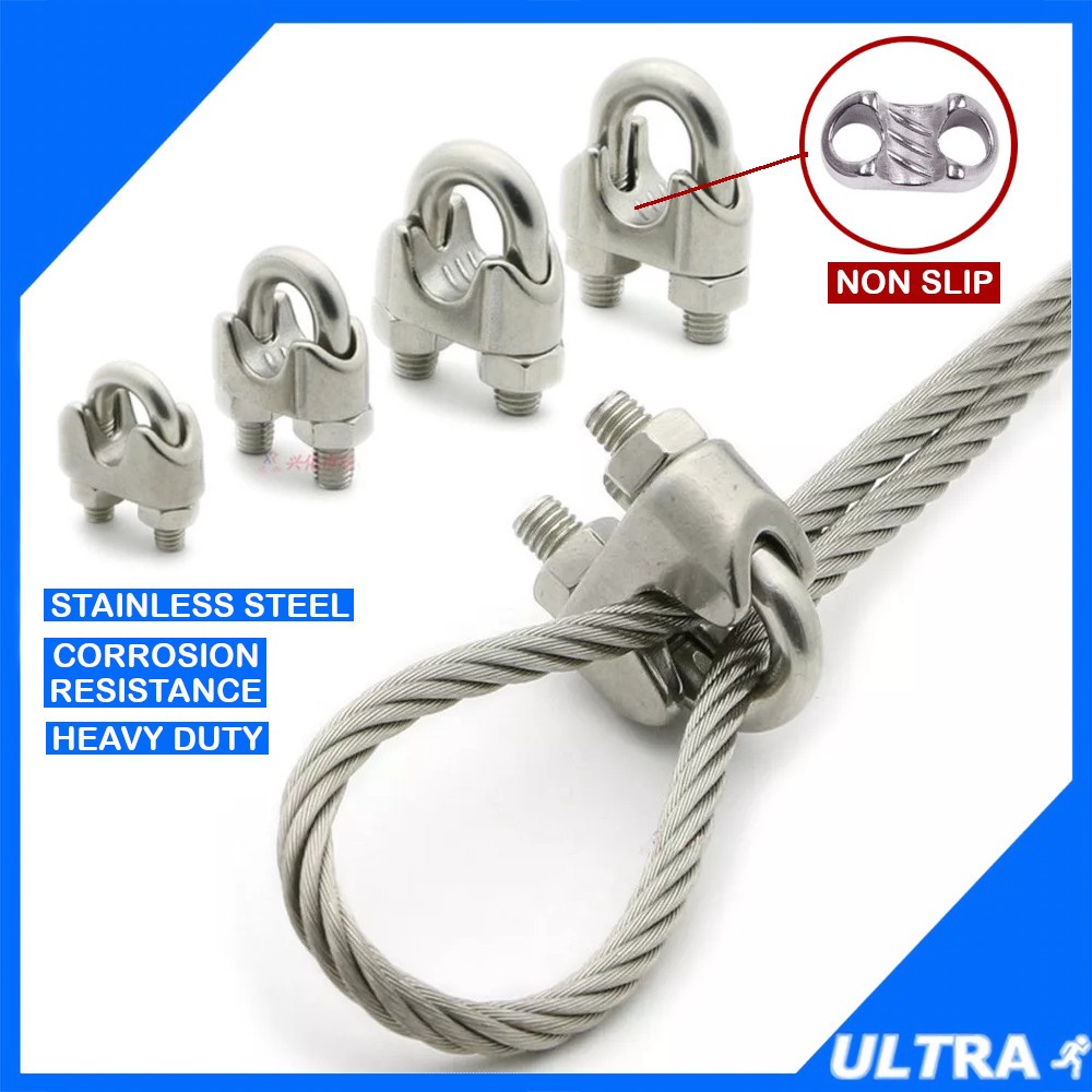 Wire Rope Clip Clamp U-Shape 304 Stainless Steel Bolt Saddle Cable ...