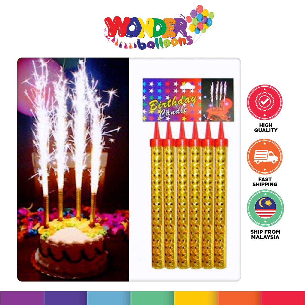 6 pieces Fire Spark Candle 10CM, 15CM & 20CM For Birthday Lilin Api ...