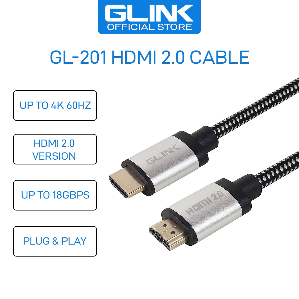 Glink HDMI Cable GL-201 Support 4k 60hz, Available 1.8M / 3M / 5M / 10M / 15M / 20M | Shopee ...