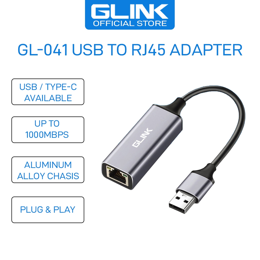 Glink USB LAN Adapter Ethernet Adapter GL-041A / GL-041C Support Up to 1000 Mbps Network, Multi ...