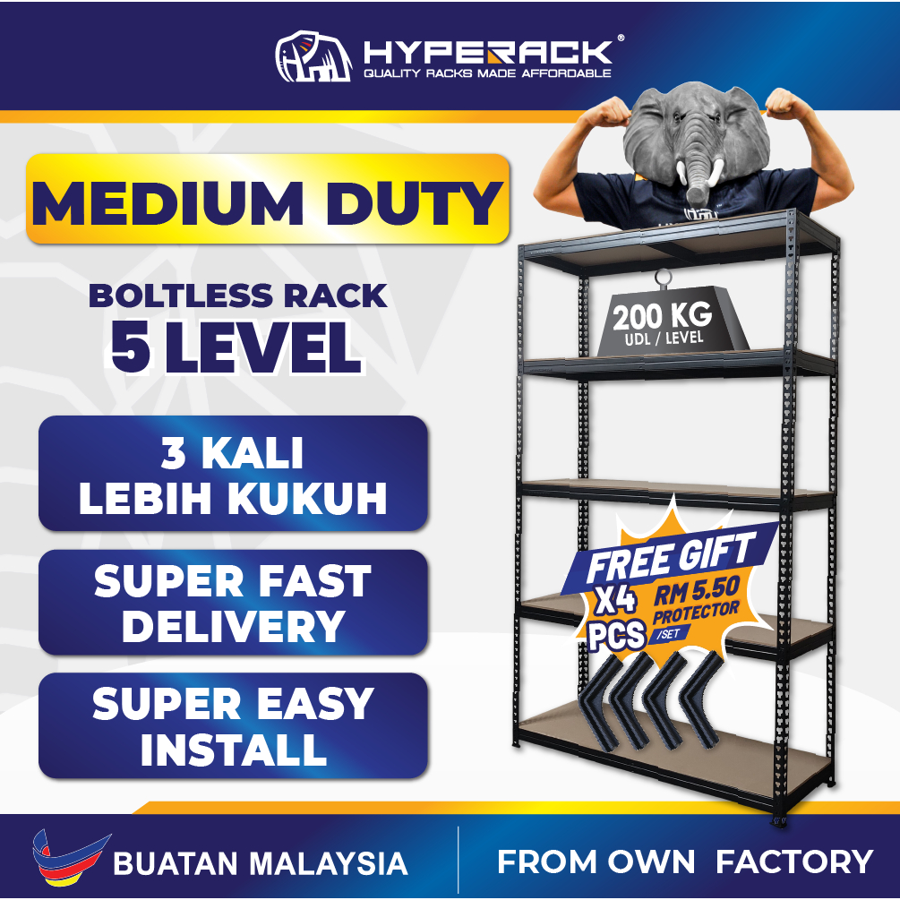 🐘[FREE SHIPPING] HYPERACK™️ Livin Rack Black Boltless Rack 5 Levels ...