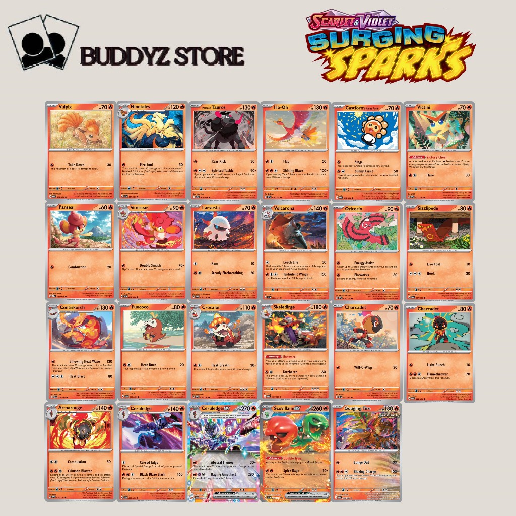 Pokemon TCG Single Card - SV8 Surging Sparks (Fire) Normal Art (NA ...