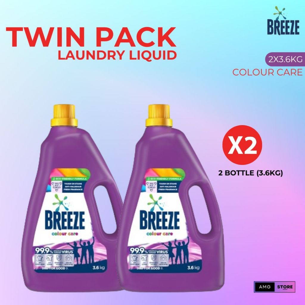 PEKEJ JIMAT!! 2 BOTTLE Breeze Detergent Liquid Color Care (3.6kg ...