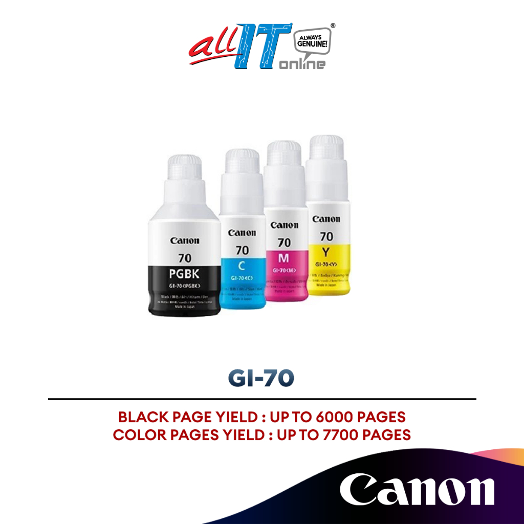 Canon GI-70 Ink Cartridges (Black/Cyan/ Magenta/Yellow) | Shopee Malaysia