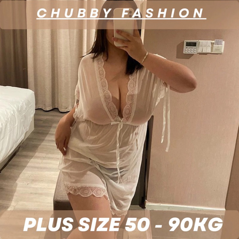 5XL Big Size Baby Doll Sexy Lingerie 90 KG Plus Size Lace See Through Nightdress For Women ...