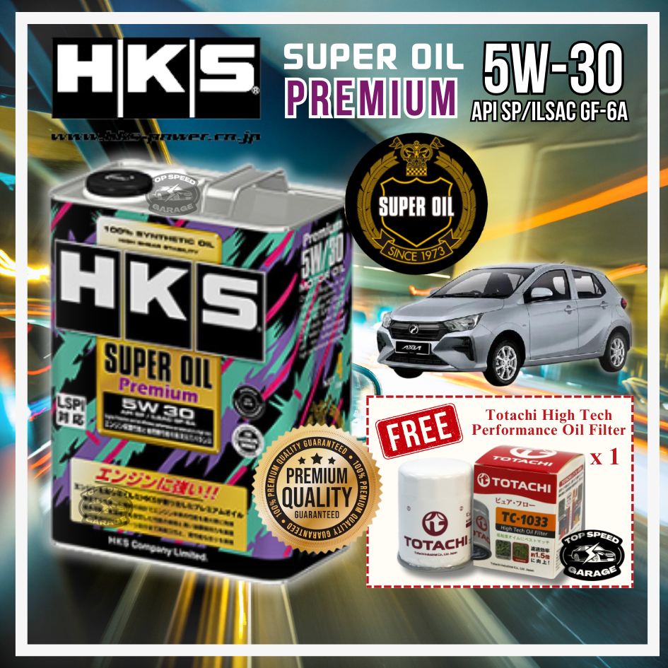 PERODUA AXIA NEW- HKS SUPER OIL Premium 5W30(API SP/ILSAC GF6A)FULLY ...